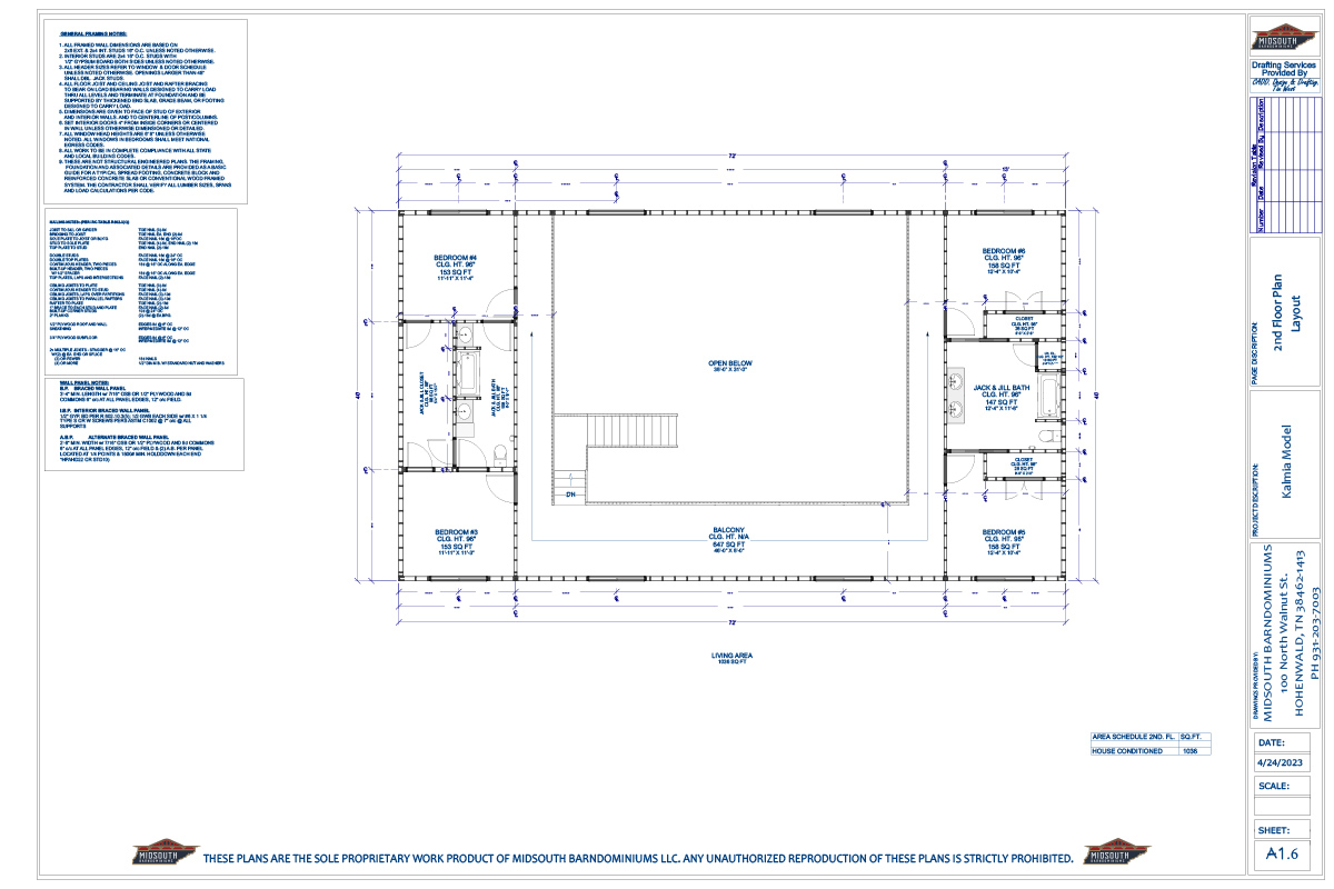 The Kalmia – Blueprints - Midsouth Barndominiums, LLC