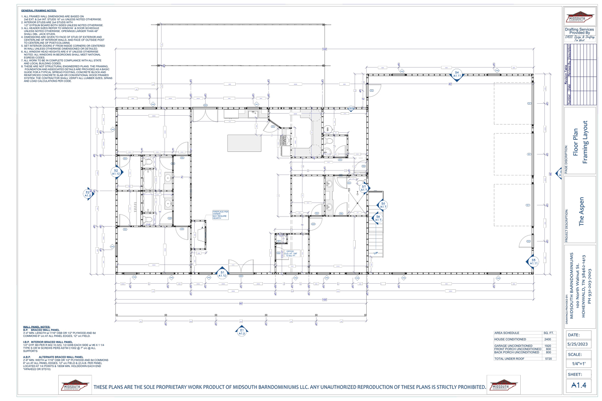 The Aspen – Blueprints - Midsouth Barndominiums, LLC