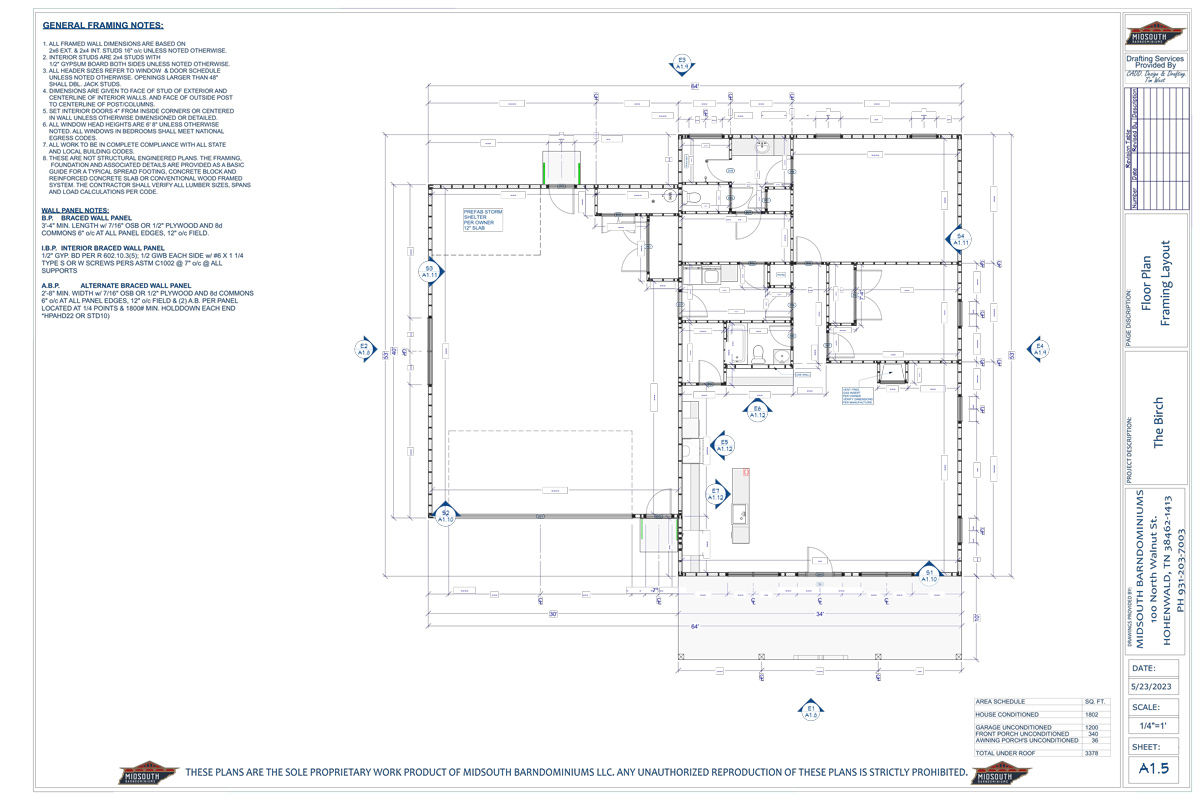 The Birch – Blueprints - Midsouth Barndominiums, LLC