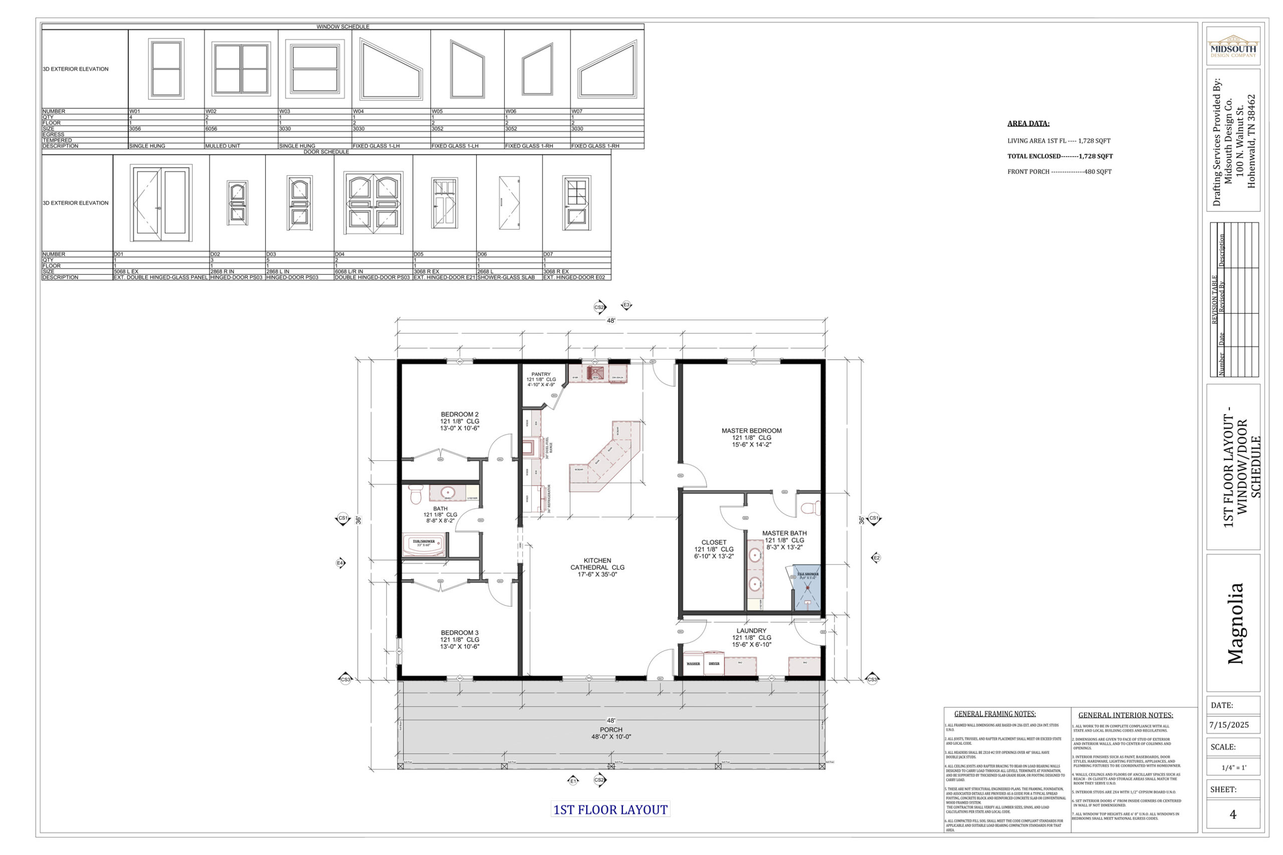 The Magnolia A – Blueprints - Midsouth Barndominiums, LLC